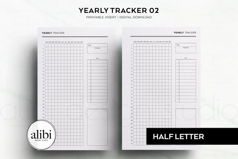 Half Letter Year Tracker Habit Tracker Yearly Overview Mood - Etsy