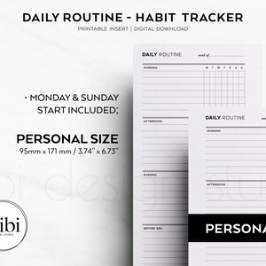 Personal Daily Routine Habit Tracker Weekly Planner Personal Printable ...