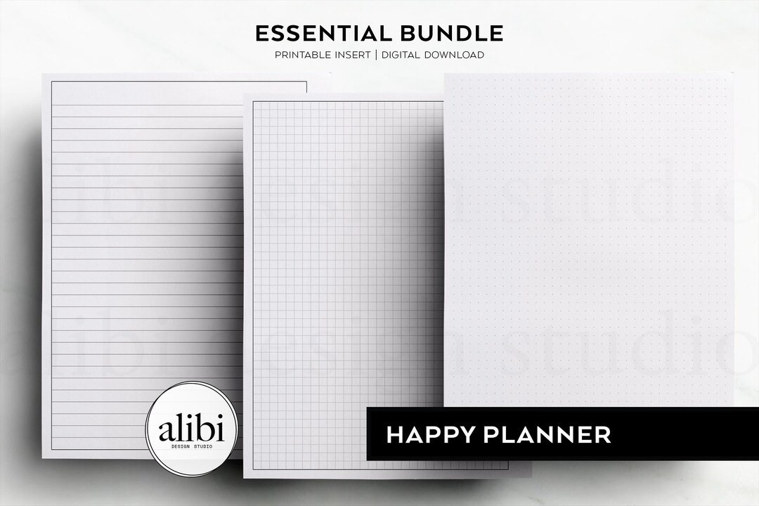 Happy Planner Printable Inserts Grid Paper Dot Grid Lined Paper HP ...