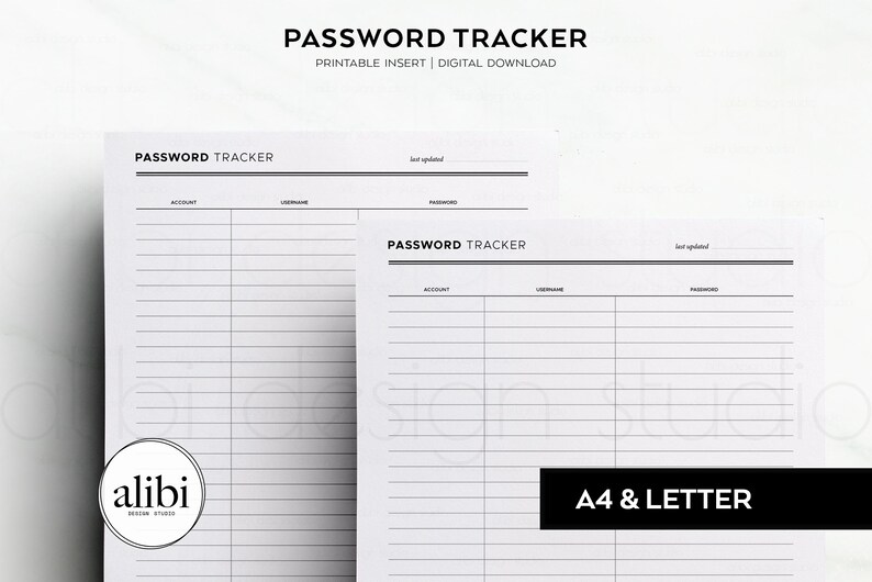 A4 and US Letter Size Password Tracker Password Manager - Etsy
