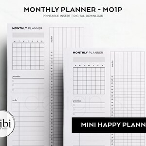 HP MINI Month at a Glance Habit Tracker Monthly Planner Mo1p Month on ...