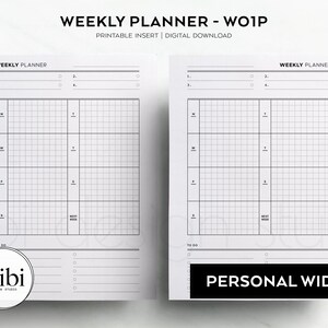 Personal WIDE Weekly Overview Weekly Planner Week on 1 Page Week at a ...
