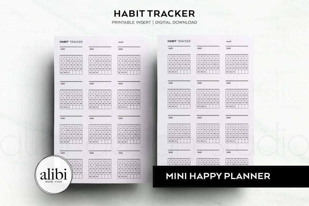 HP MINI Habit Tracker Monthly Planner MINI Happy Planner Printable ...