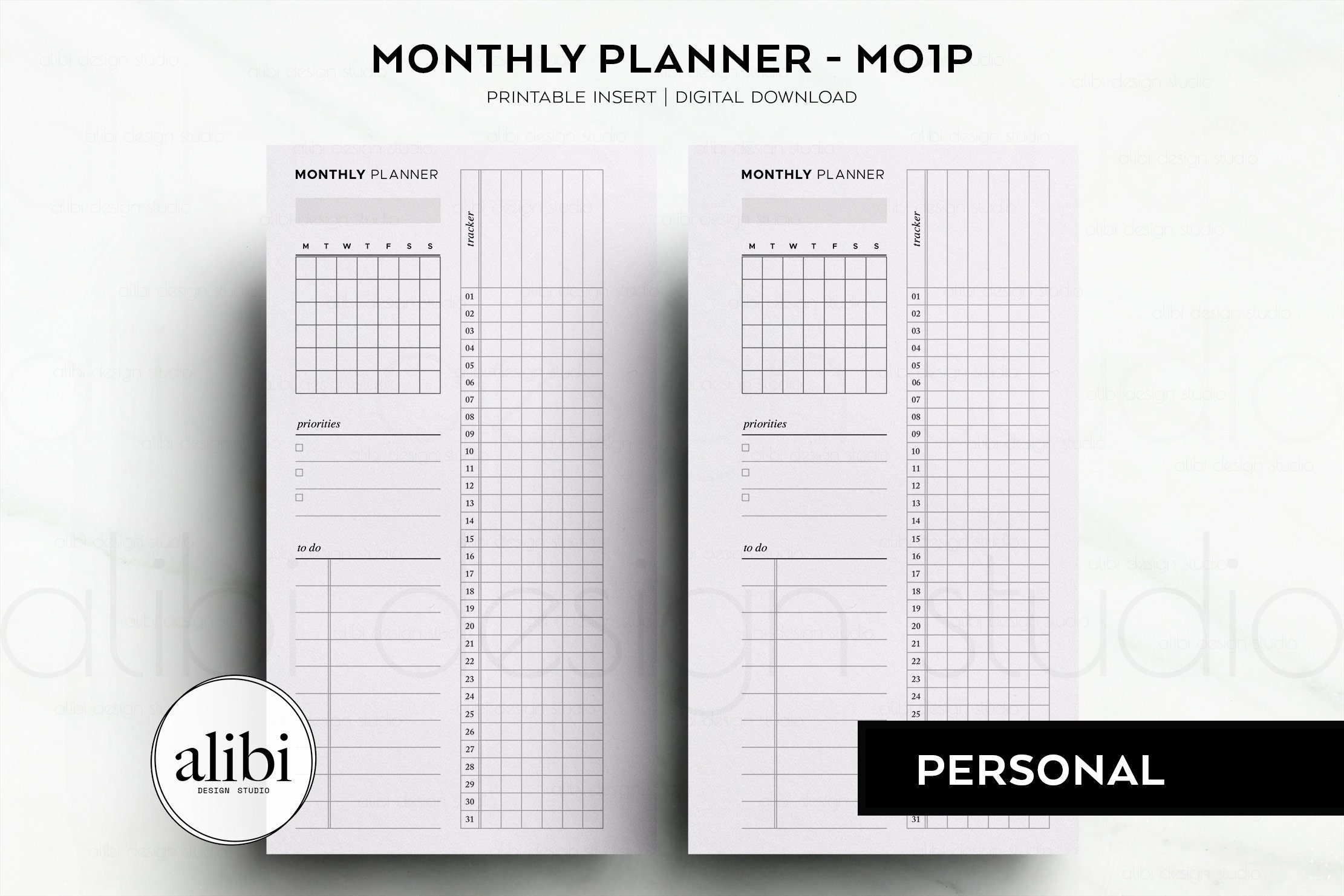 Personal Month at a Glance Habit Tracker Monthly Planner Mo1p - Etsy