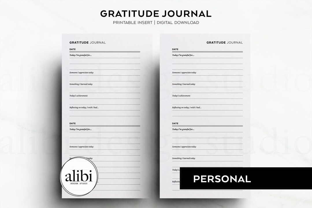 Personal Printable Gratitude Journal Daily Reflection Self Care Planner ...