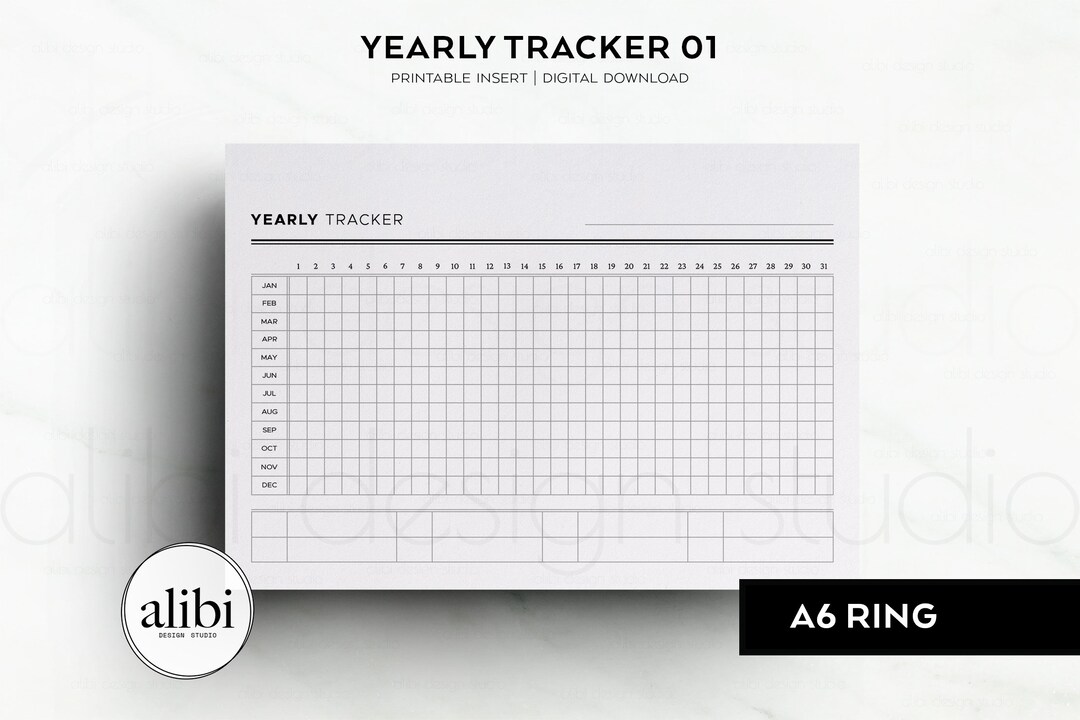 A6 Year Tracker Habit Tracker Yearly Overview Mood Tracker Period ...
