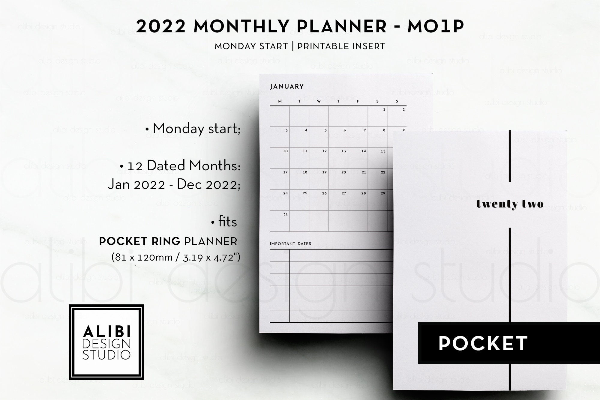 Pocket 2022 Planner Monthly Planner 2022 Calendar Monthly | Etsy