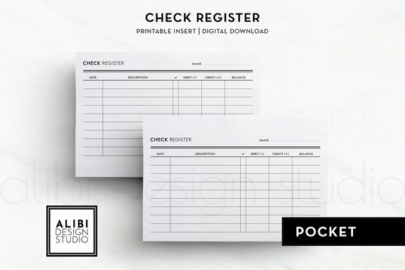 Pocket Printable Checkbook Register Financial Planner Budget | Etsy