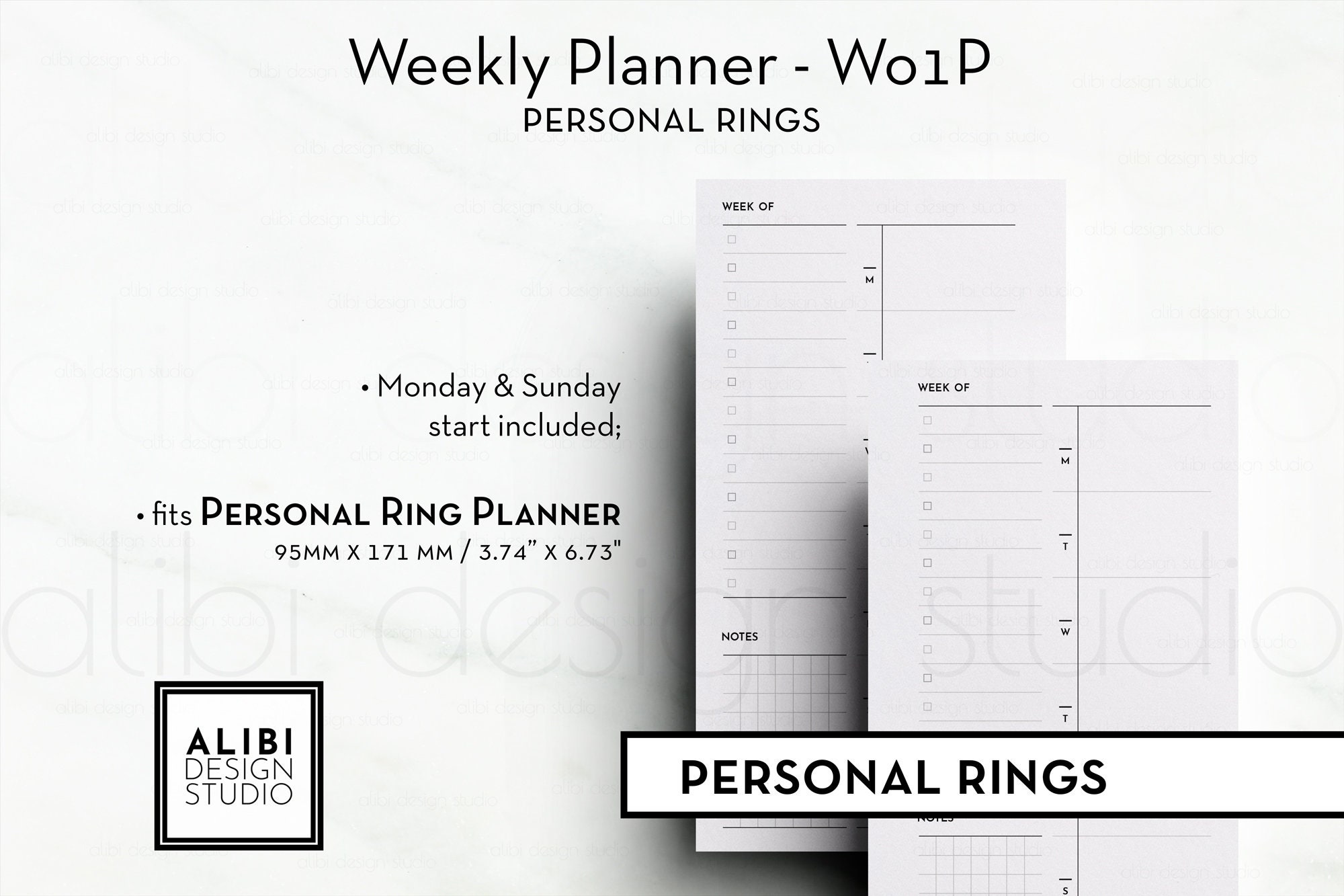 Personal Weekly Planner Week on One Page Weekly Overview | Etsy