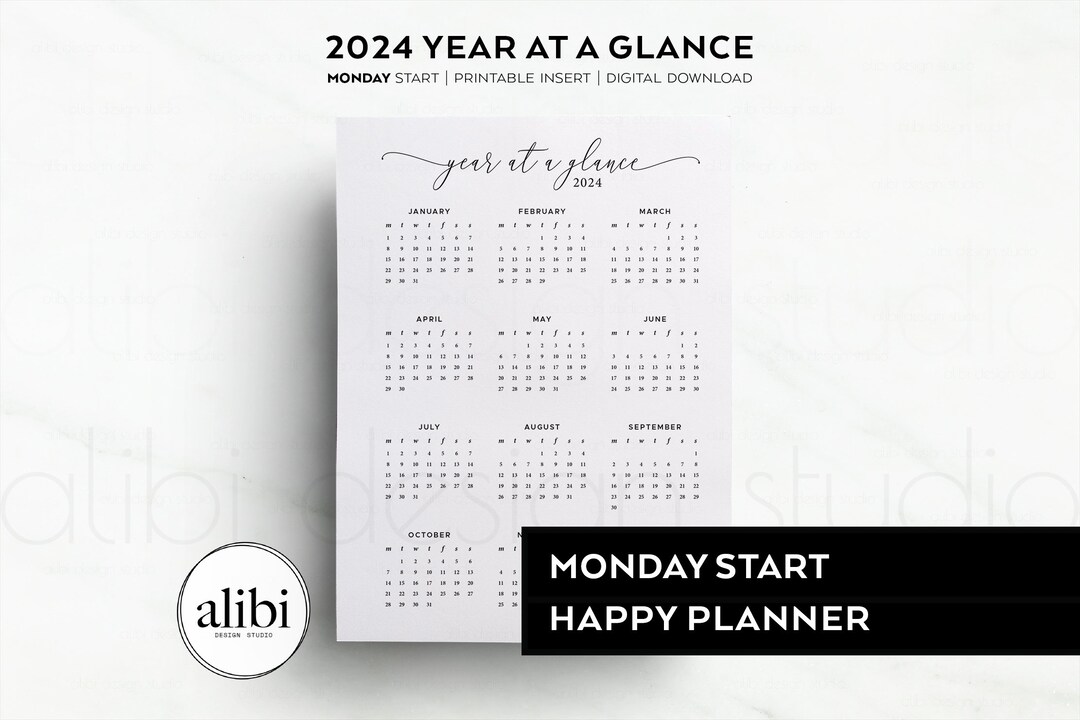 Happy Planner 2024 Year at A Glance Dashboard 2024 Calendar HP - Etsy