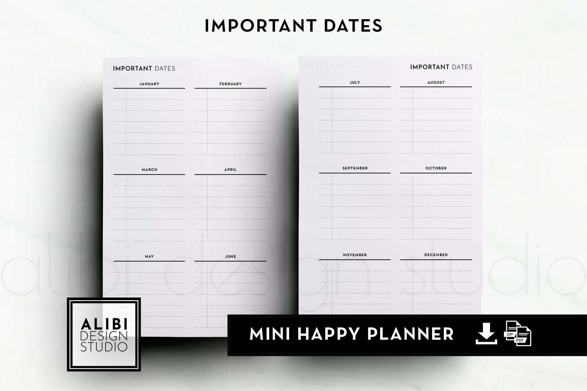 HP MINI Important Dates Yearly Overview Mini Happy Planner | Etsy