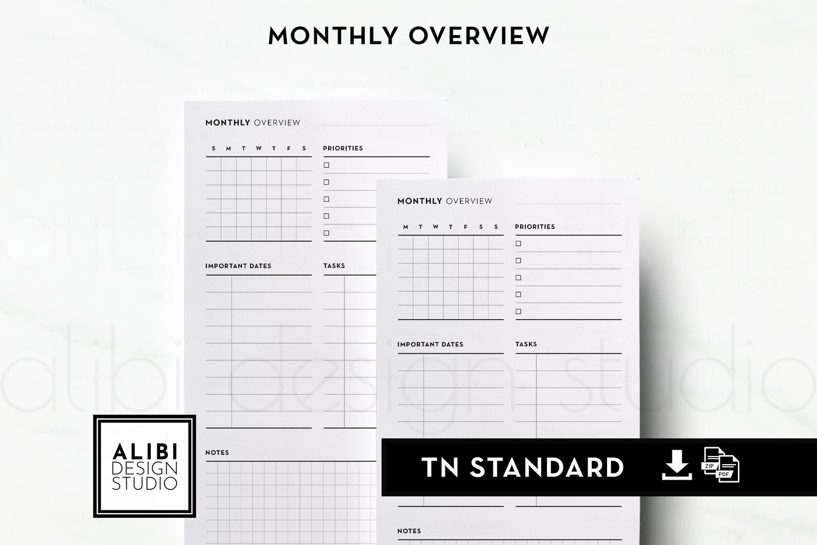 Standard TN Monthly Planner Month at a Glance Travelers - Etsy