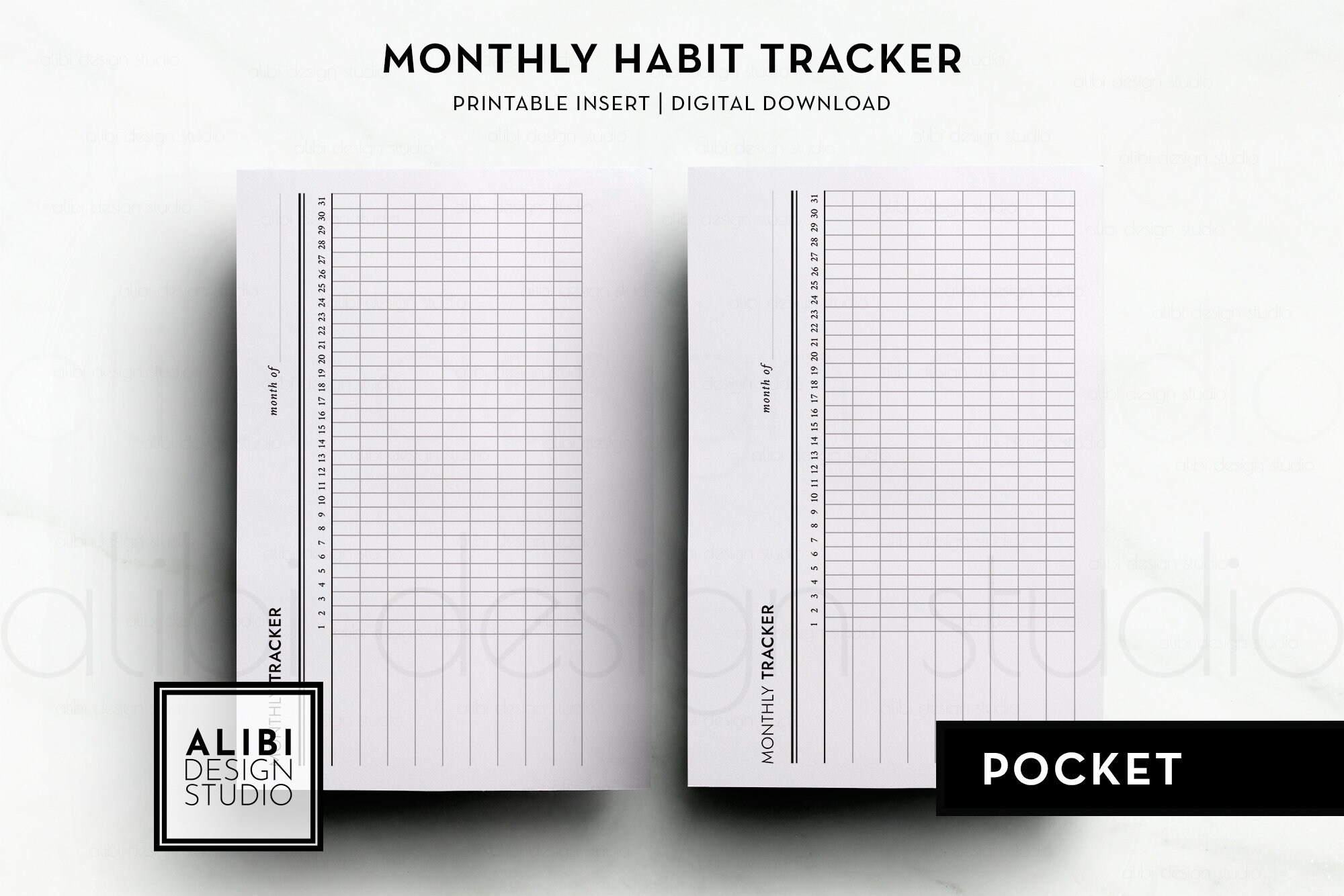 Pocket Habit Tracker Monthly Planner Pocket Printable Planner Inserts ...