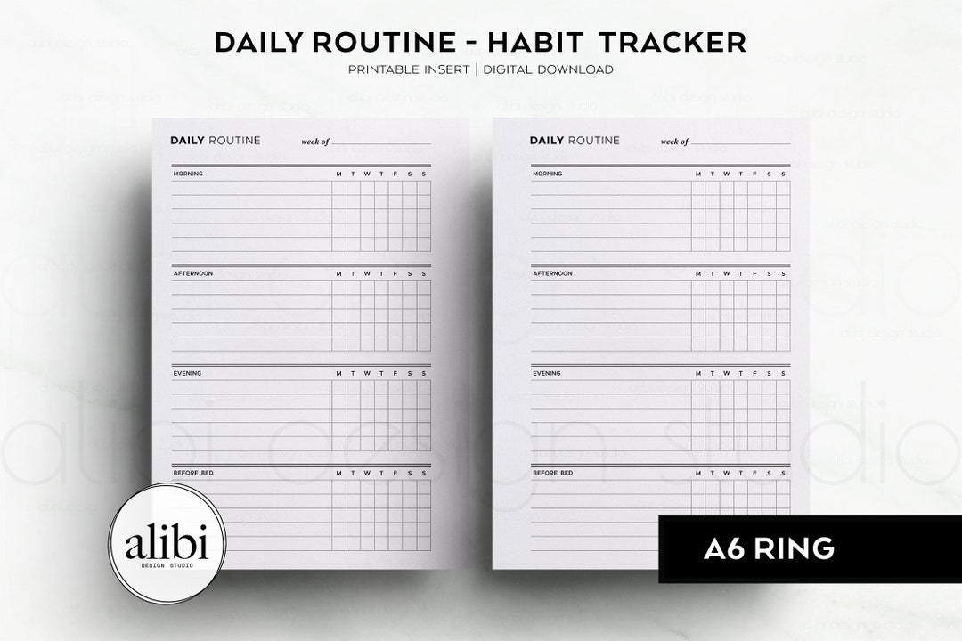 A6 Daily Routine Habit Tracker Weekly Planner A6 Printable Planner ...