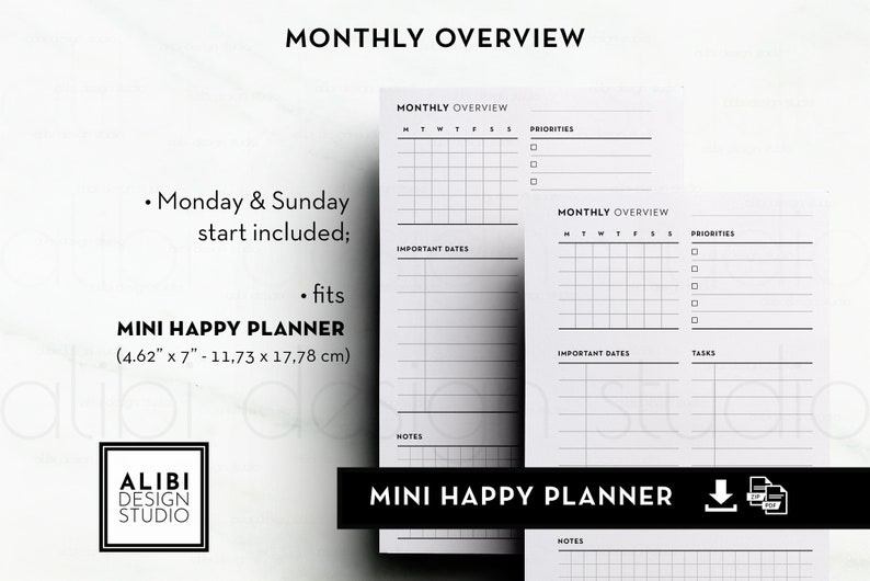 HP MINI Monthly Planner Month at a Glance MINI Happy Planner | Etsy