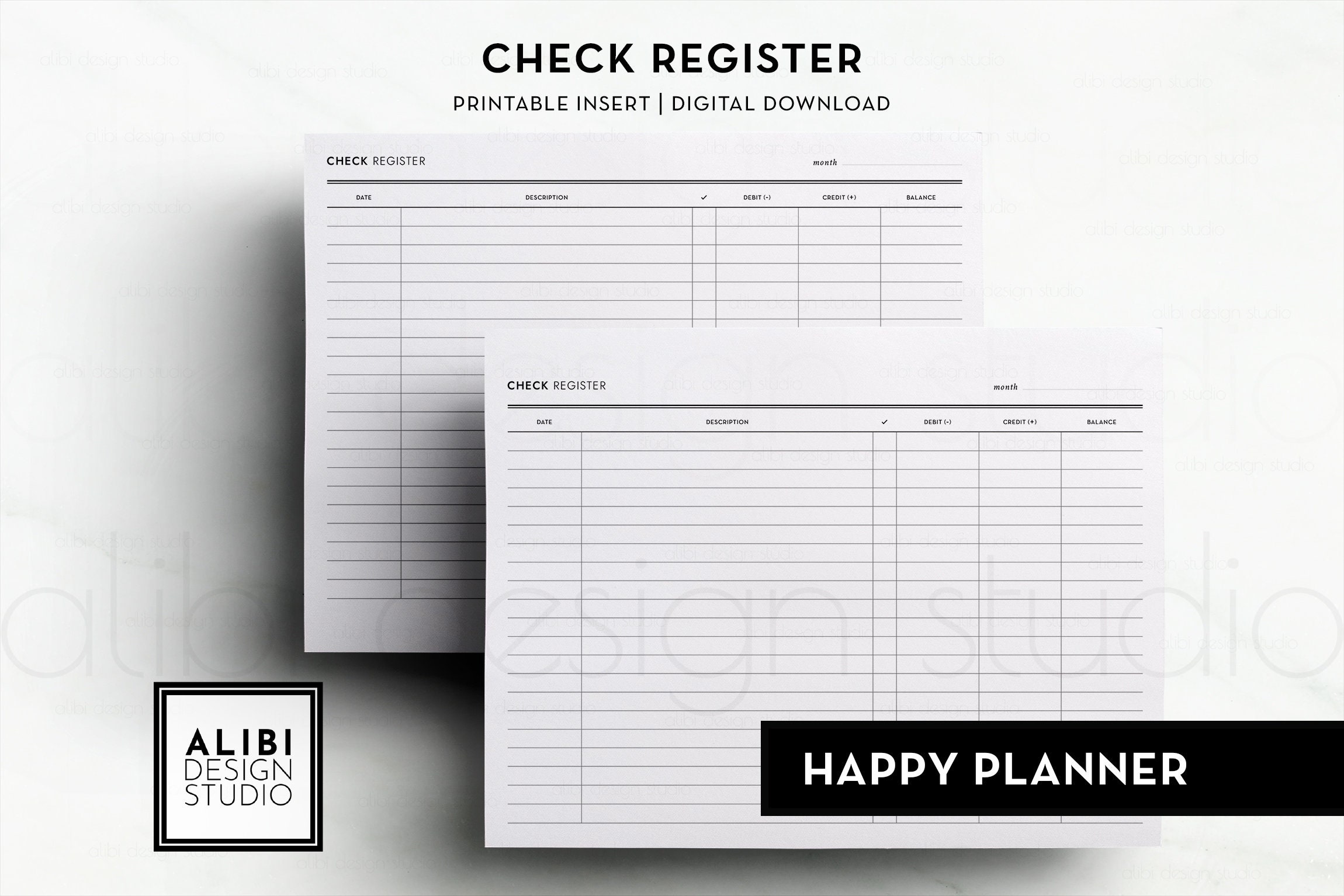 Happy Planner Printable Checkbook Register Financial Planner - Etsy