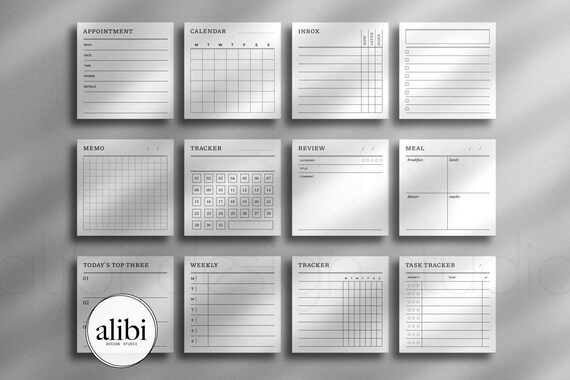 Printable Sticky Notes Printable Planner Cards 12 Designs - Etsy