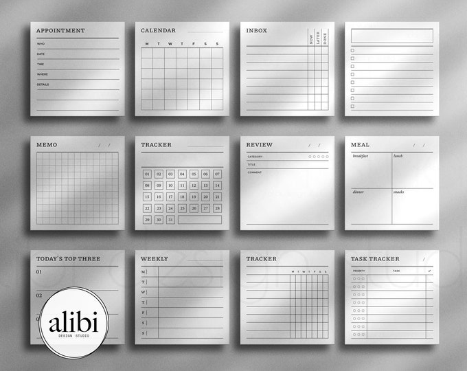 Printable Sticky Notes, Printable Planner Cards - 12 Designs ...