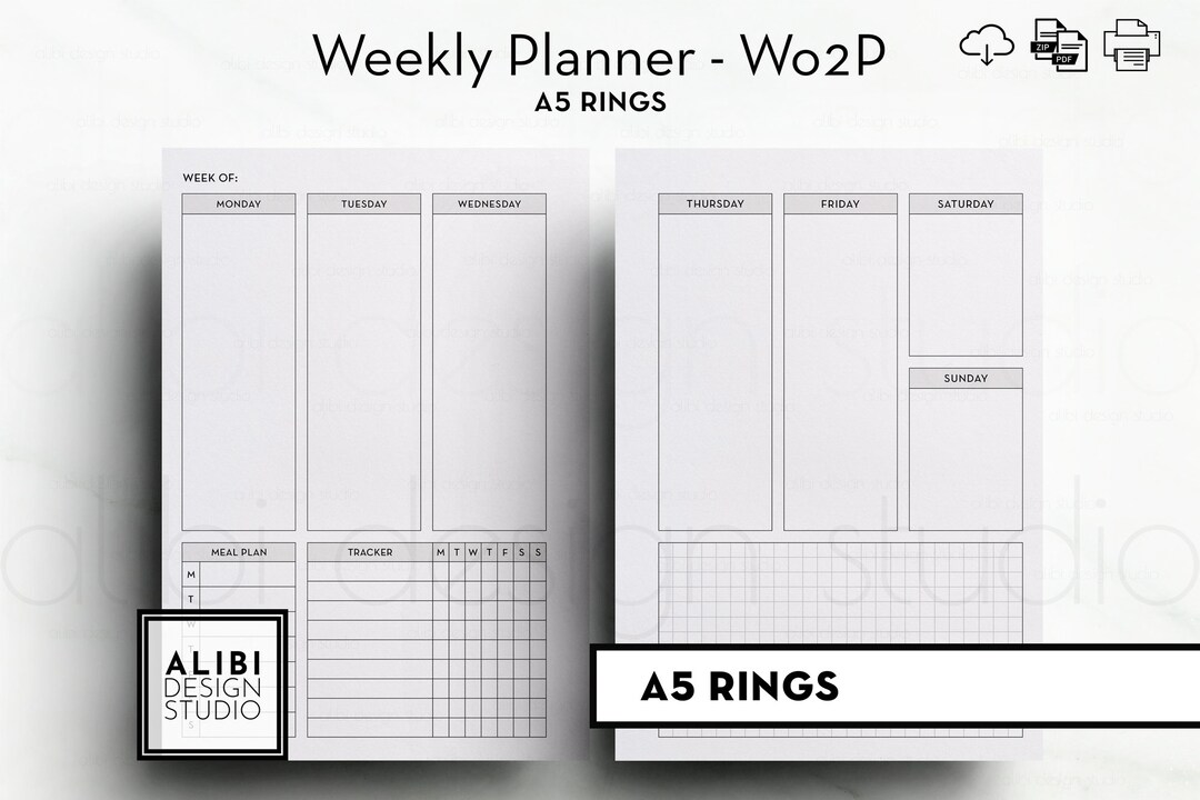 A5 Weekly Planner Week on 2 Pages Grid Paper A5 Printable Planner ...