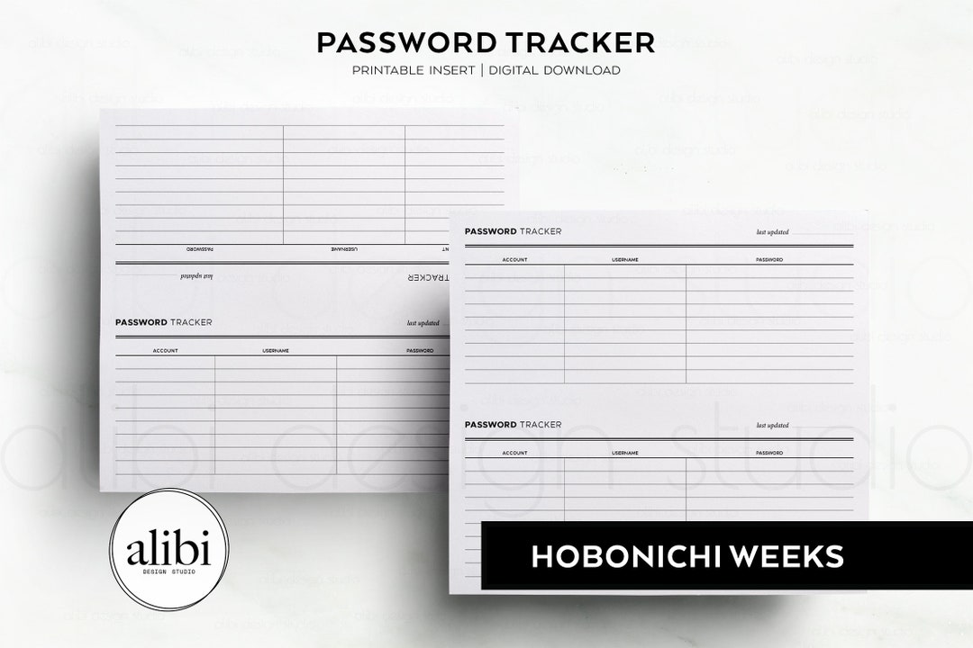 Hobonichi Weeks Password Tracker Password Manager Emergency Planner ...