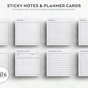 Printable Sticky Notes, Printable Planner Cards - 66 Designs ...