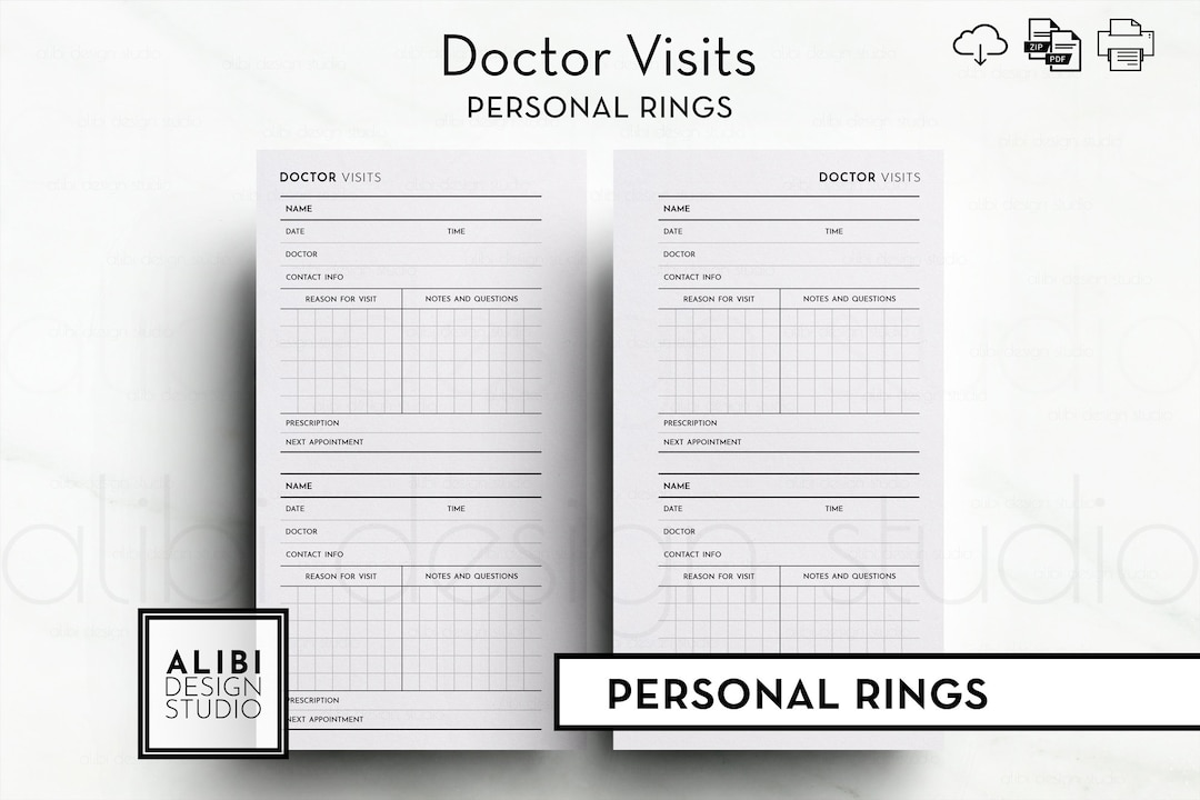 Personal Doctor Visits Medical Planner Insert Doctor Appointment ...