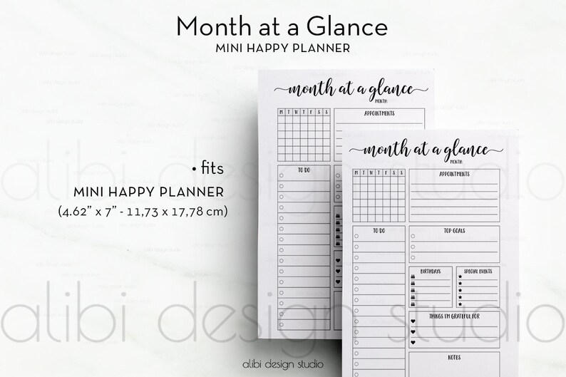 HP MINI Monthly Planner Month at a Glance Mini Happy Planner | Etsy