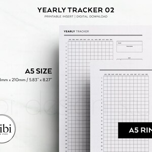 A5 Year Tracker Habit Tracker Yearly Overview Mood Tracker Period ...
