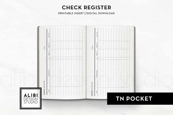 Pocket TN Printable Checkbook Register Financial Planner | Etsy