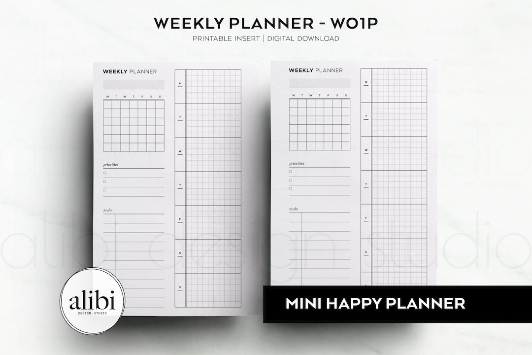 HP MINI Weekly Planner Week on 1 Page MINI Happy Planner Printable ...