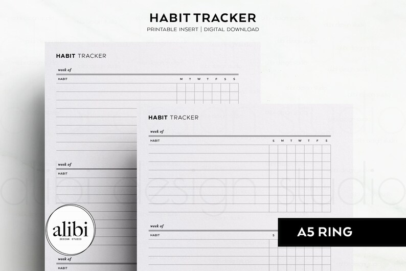 A5 Habit Tracker Weekly Planner Routine Tracker A5 Printable - Etsy
