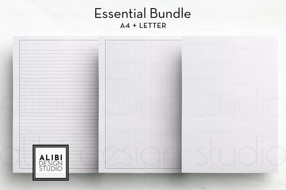 A4 US Letter Basic Bundle Grid Paper Dot Grid Paper Lined - Etsy