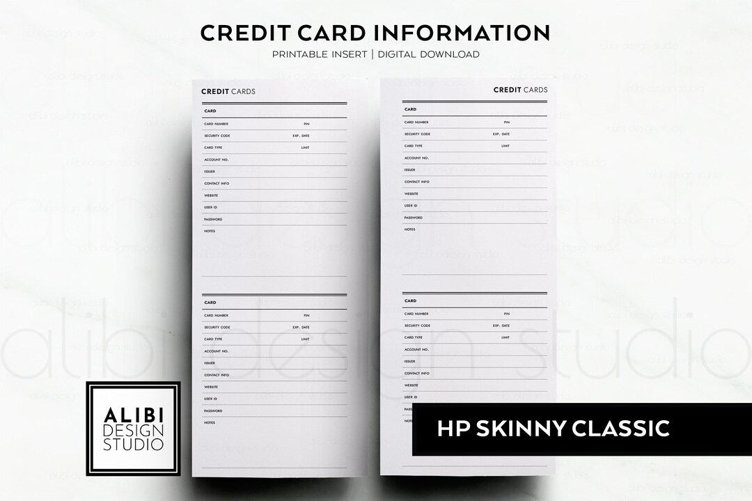 Skinny Classic Happy Planner Credit Card Information Financial Planner ...