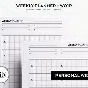 Personal WIDE Weekly Overview Weekly Planner Week on 1 Page Week at a ...