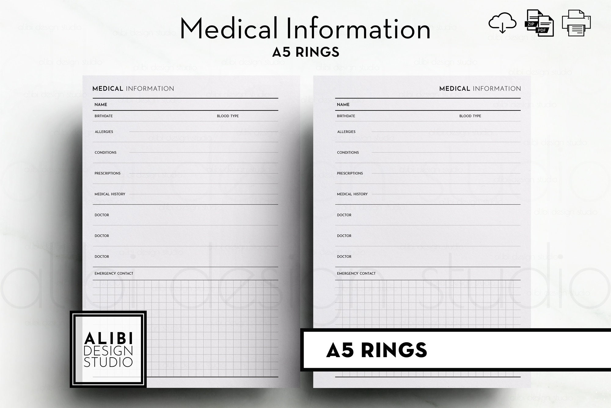 A5, Medical Information, Medical Overview A5 Planner Inserts, Medical ...