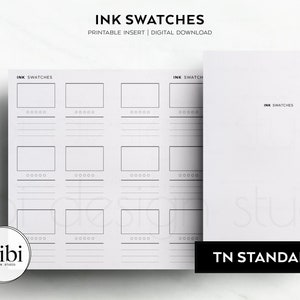 Standard TN Ink Swatches Printable Book Ink Collection Color Swatch ...