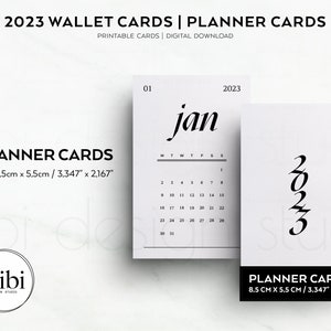 Printable 2023 Calendar Planner Cards Mini Calendar Vertical - Etsy