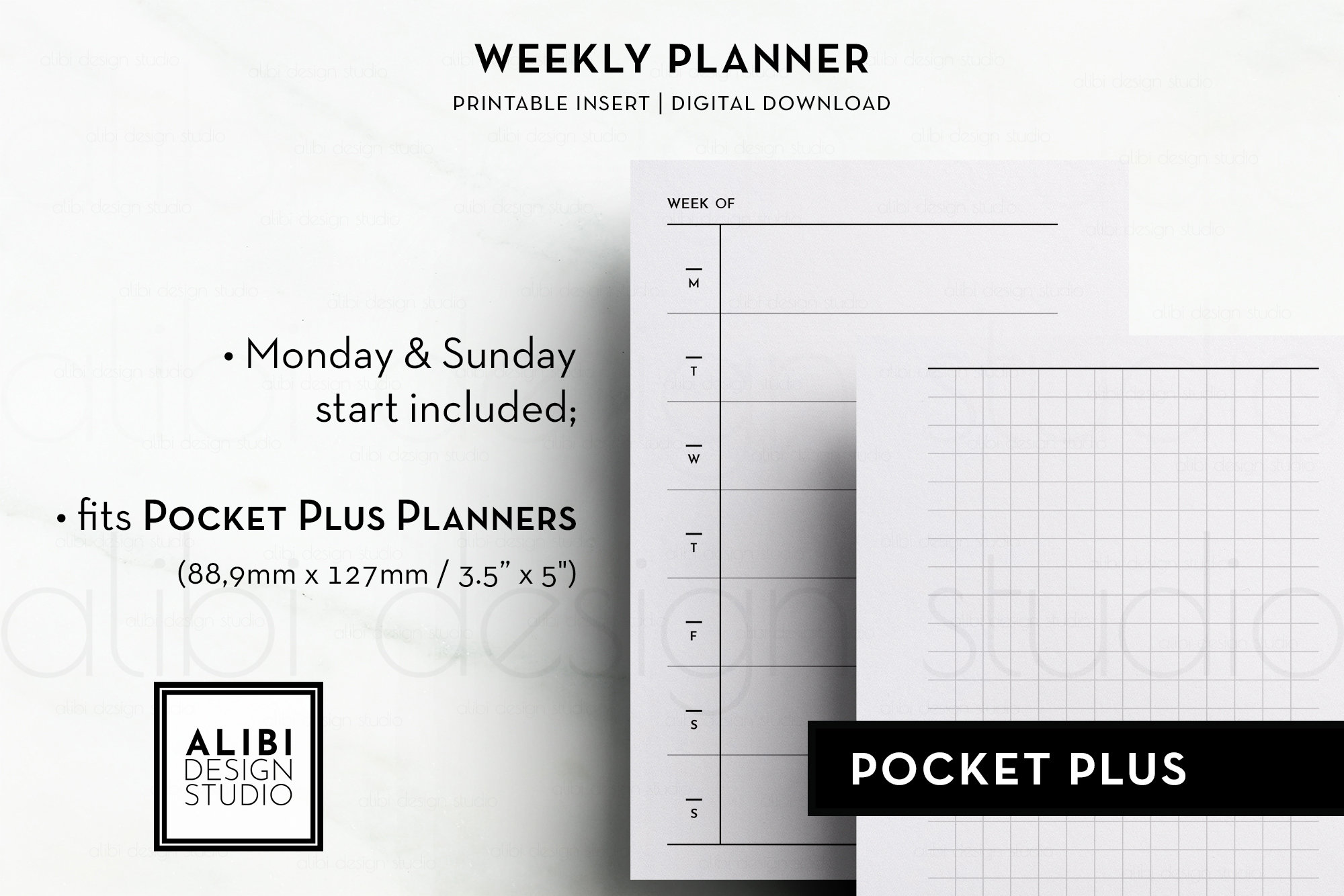 Pocket Plus Minimalist Weekly Planner Weekly Overview Week on | Etsy