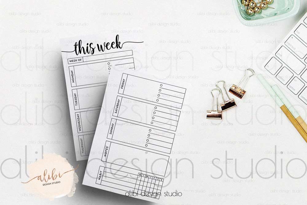 Pocket Weekly Planner Week on 2 Pages Pocket Planner | Etsy