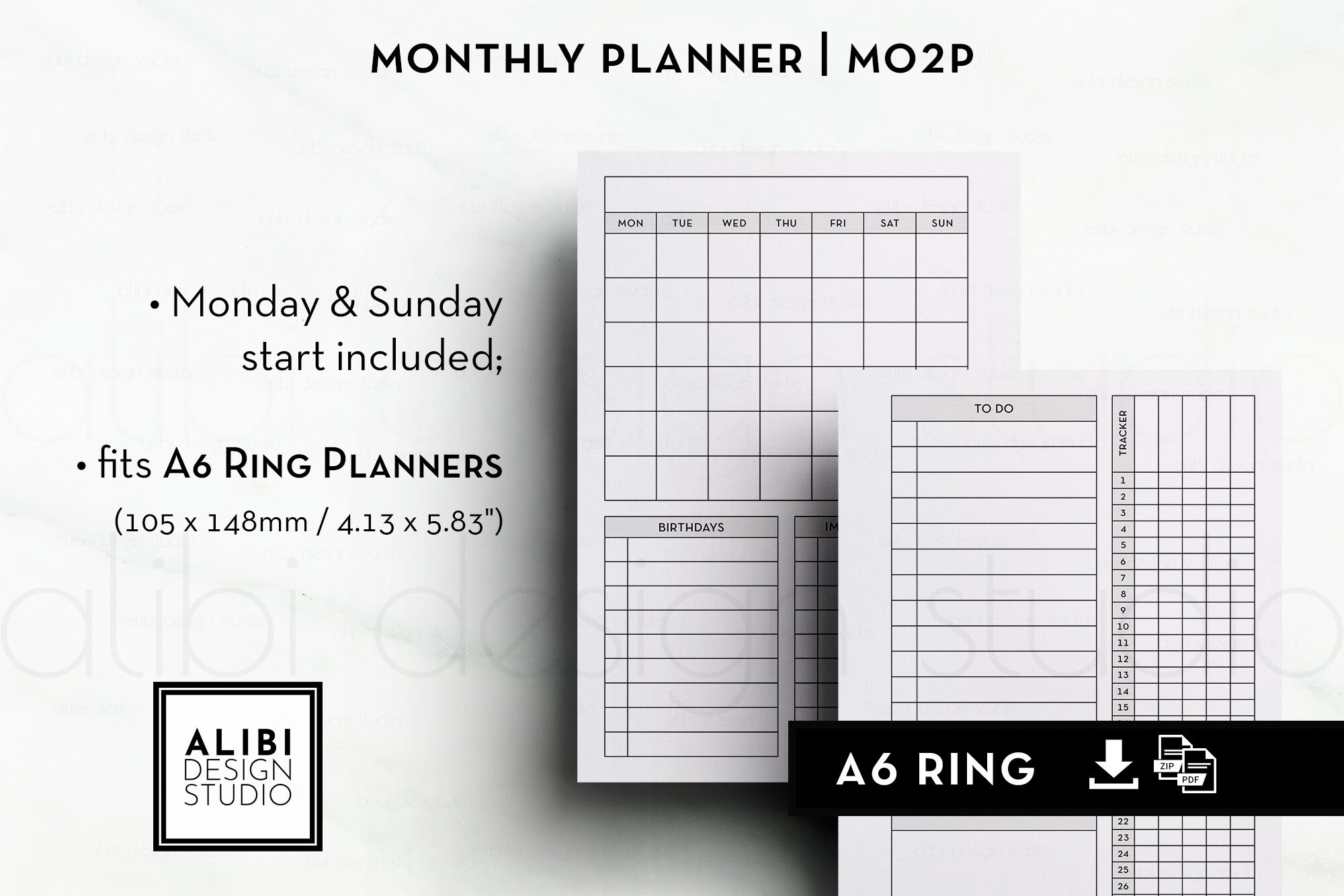 A6 Monthly Planner Month on 2 Pages A6 Printable Planner - Etsy