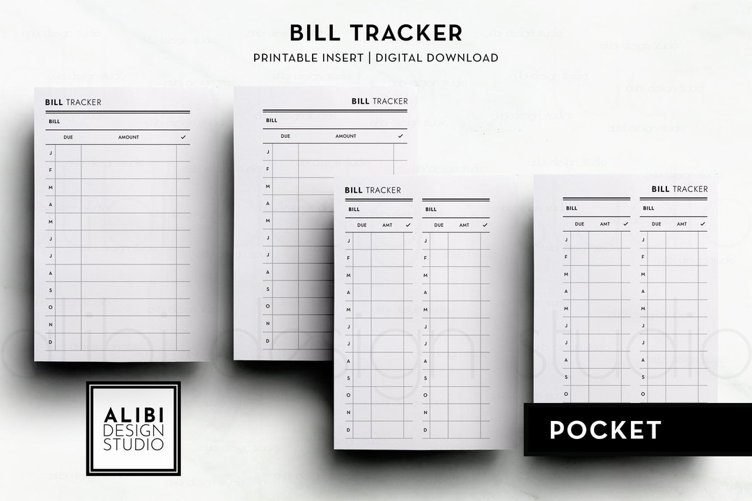 Pocket Bill Tracker Monthly Bill Financial Planner Bill Organizer ...