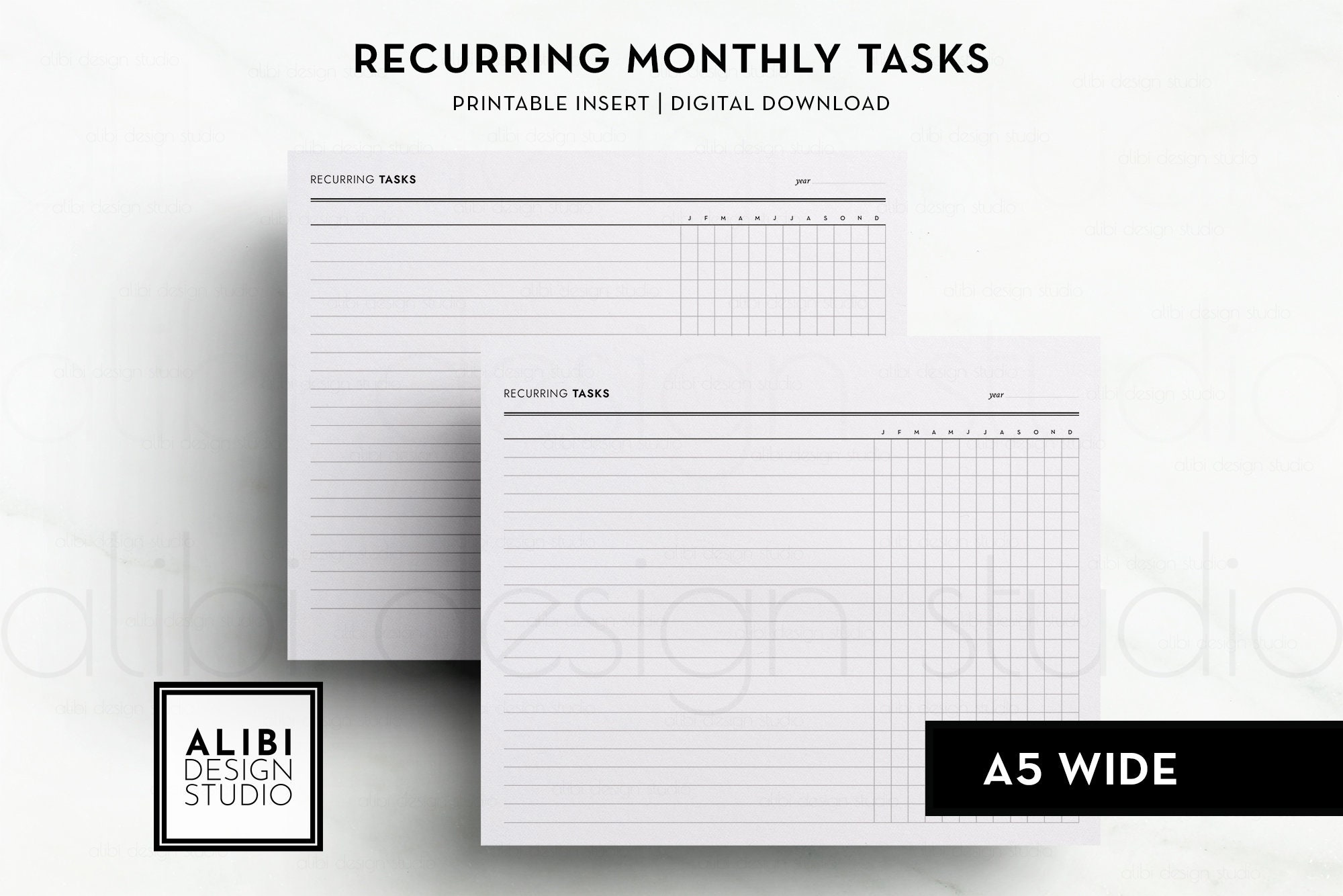 A5 Wide Recurring Tasks Yearly Overview Printable Planner | Etsy