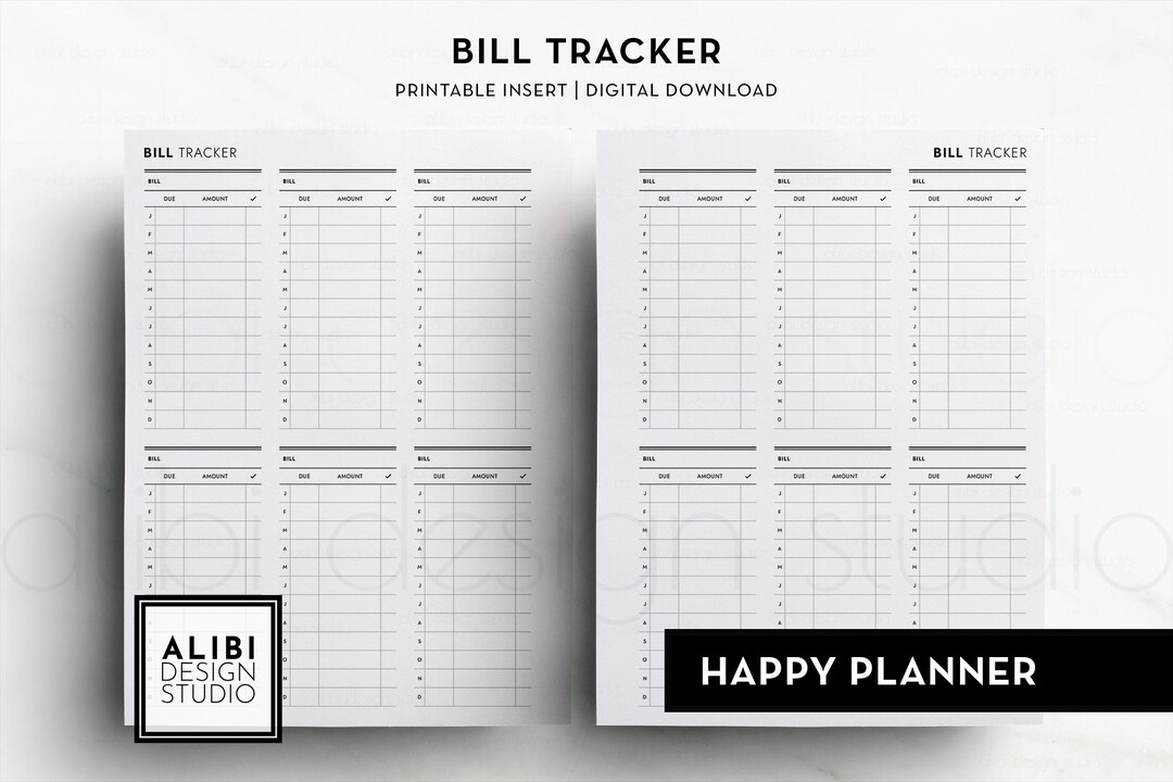 Happy Planner Bill Tracker Monthly Bill HP Classic Printable Planner ...