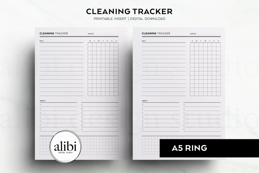 A5 Cleaning Tracker Printable Weekly Habit Tracker A5 Printable Planner ...