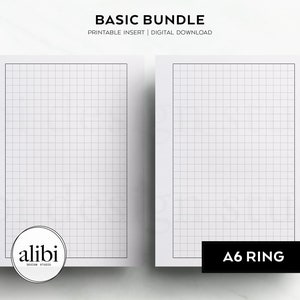 A6 Basic Printable Planner Inserts Bundle - Grid Paper Dot Grid Lined ...