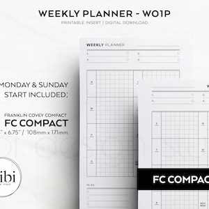 FC Compact Weekly Planner Week on 1 Page Week at a Glance Franklin ...