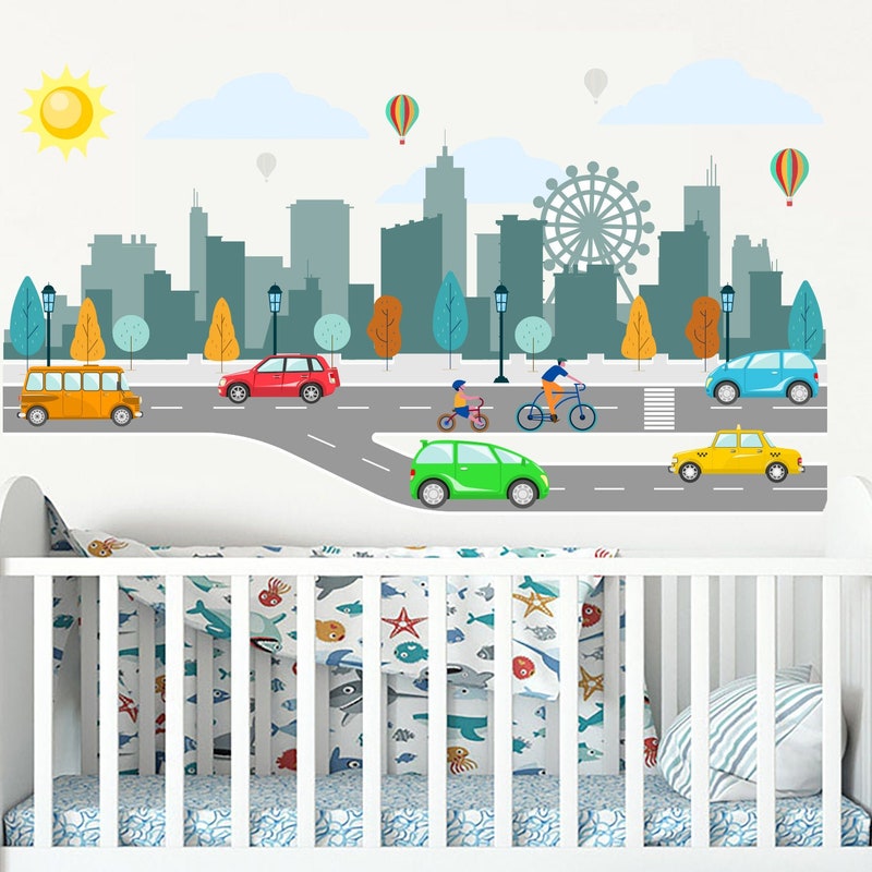 Cityscape Wall Decal - Etsy