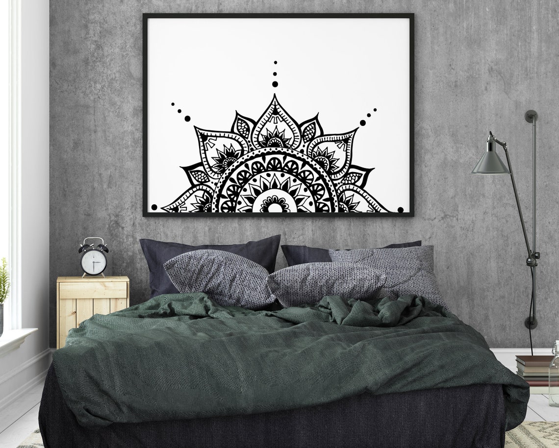 Half Mandala Svg Design Hand Drawn Floral Mandala Digital - Etsy