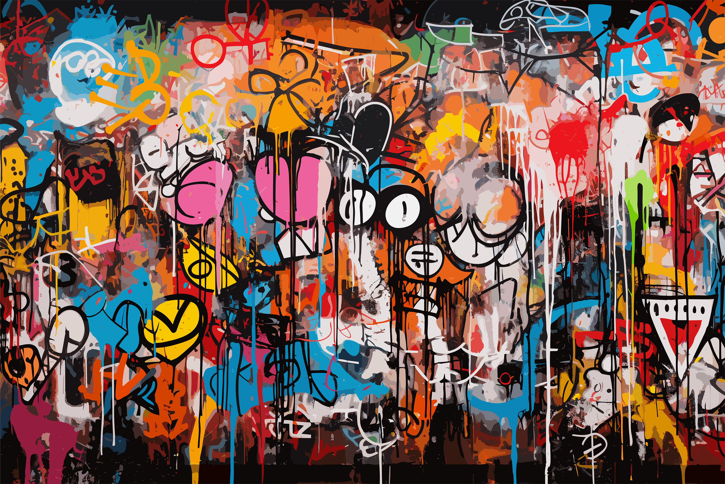 Graffiti Style Wallpaper Room for Boys & Girls, Peel and Stick Graffiti ...