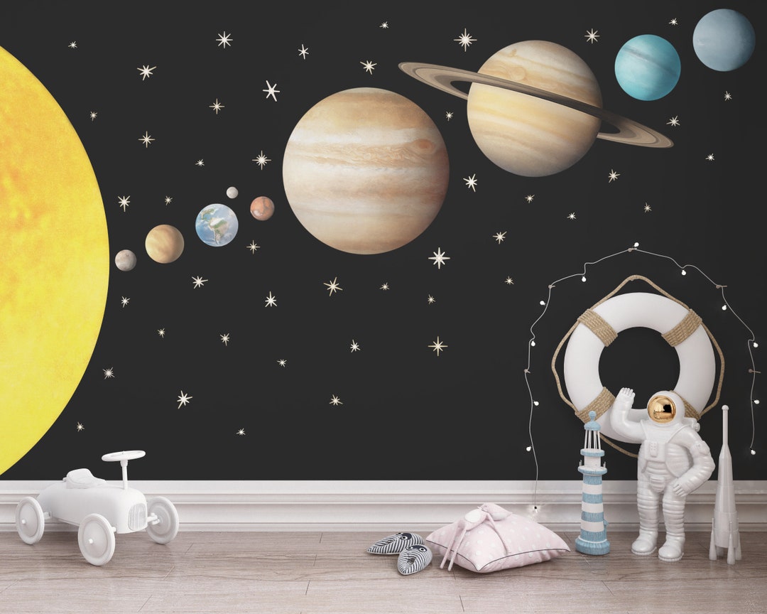 Space Decals With Custom Stars for Playroom, Realistic Scale Solar ...